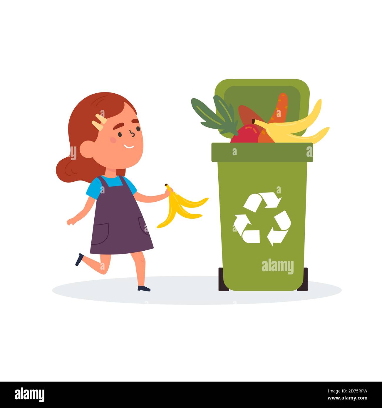 Cute girl sorting trash and garbage for recycling Stock Vector Image ...
