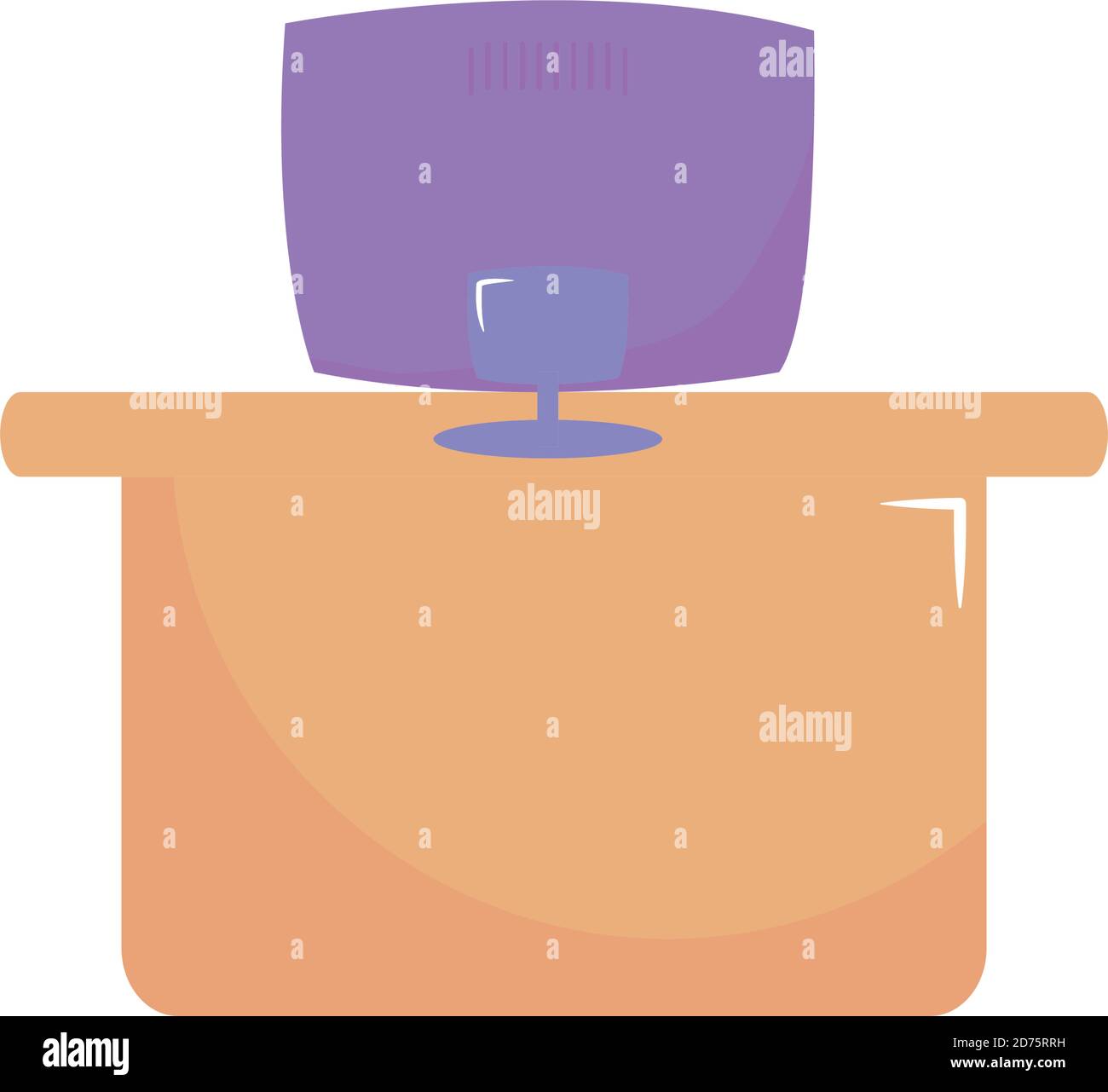 monitor on desk furniture workspace vector illustration Stock Vector ...