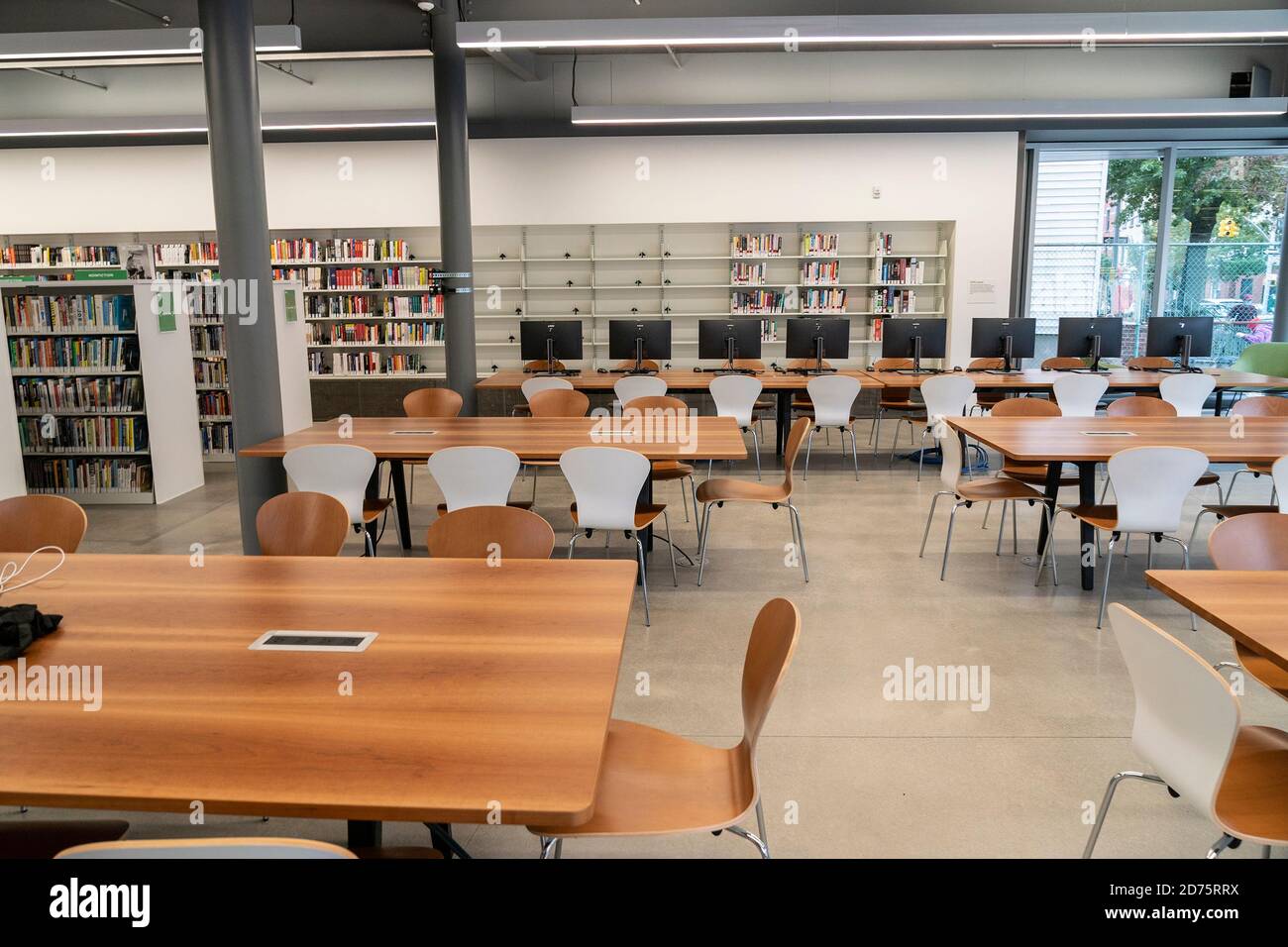 View of interior of New Branch of Brooklyn Public Library opened in ...