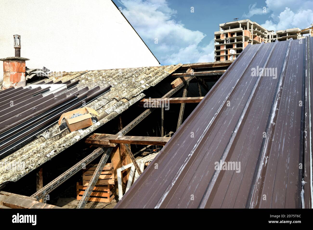 Modern house covered with brown tin panels Stock Photo - Alamy