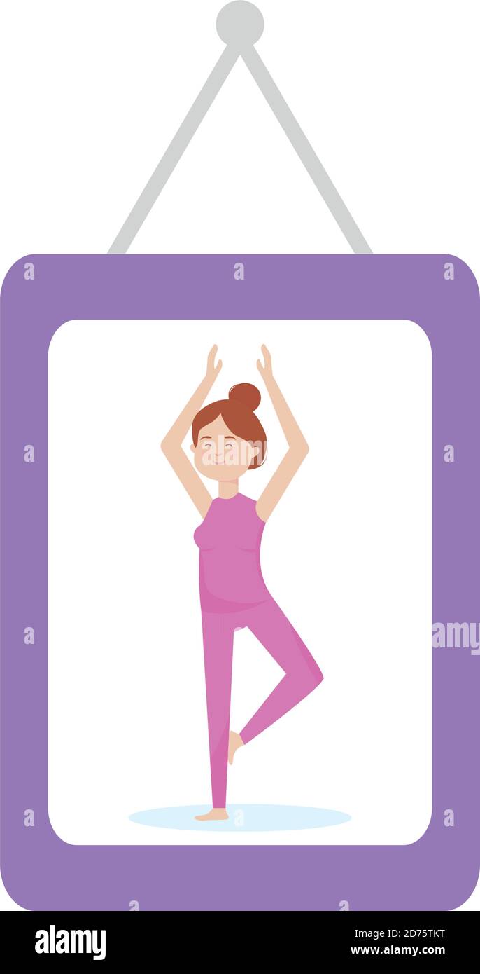 photo with woman yoga posing cartoon vector illustration Stock Vector ...