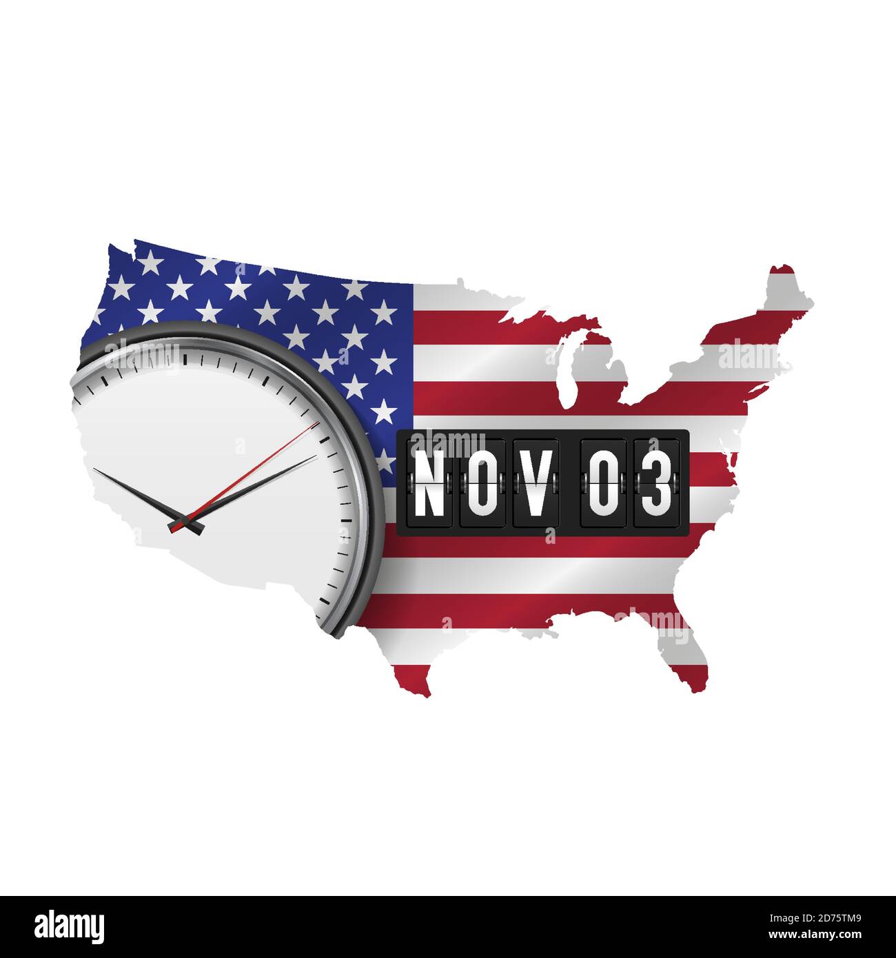 November 3 counter with american flag map. Vector illustration Stock ...