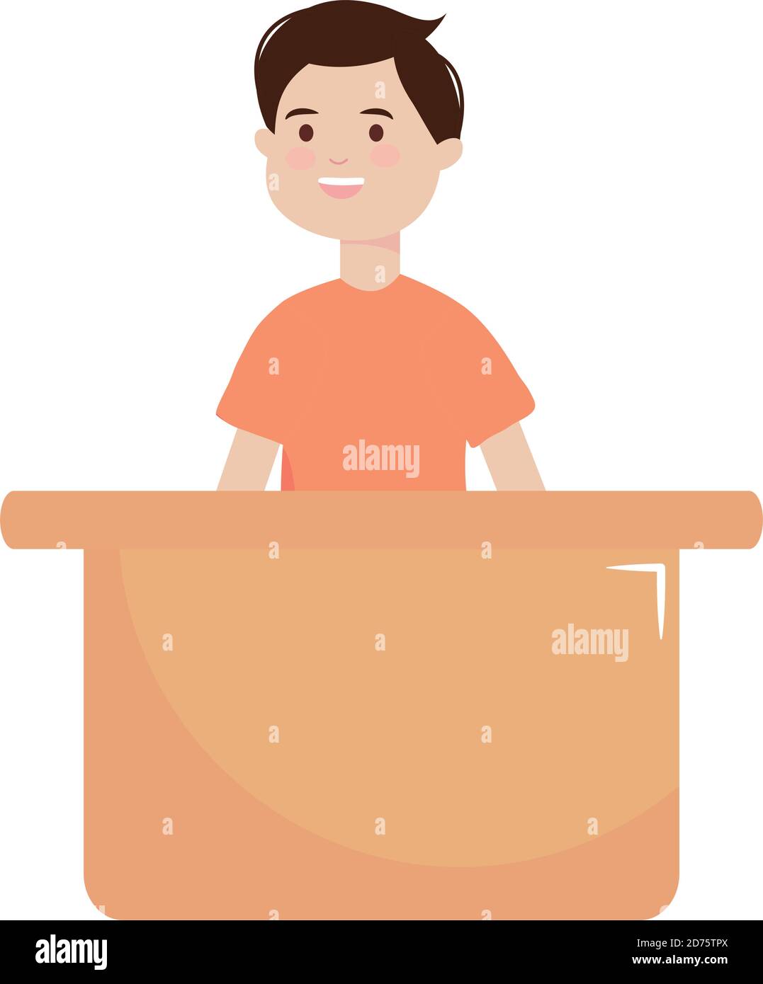 young man cartoon sitting at desk vector illustration Stock Vector ...