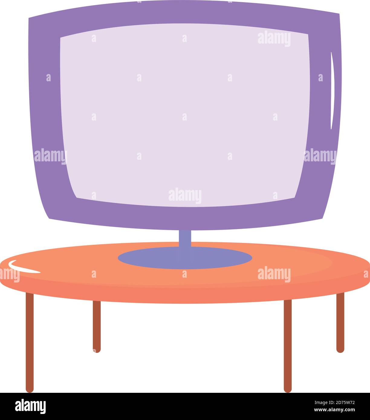 screen device on round table furniture vector illustration Stock Vector ...