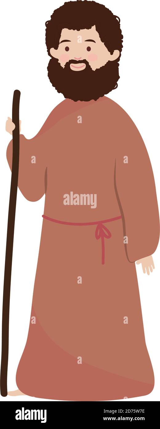 nativity manger joseph cartoon character vector illustration Stock ...