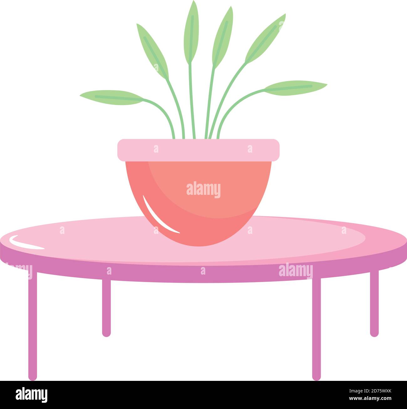 potted plant on round table decoration interior vector illustration ...