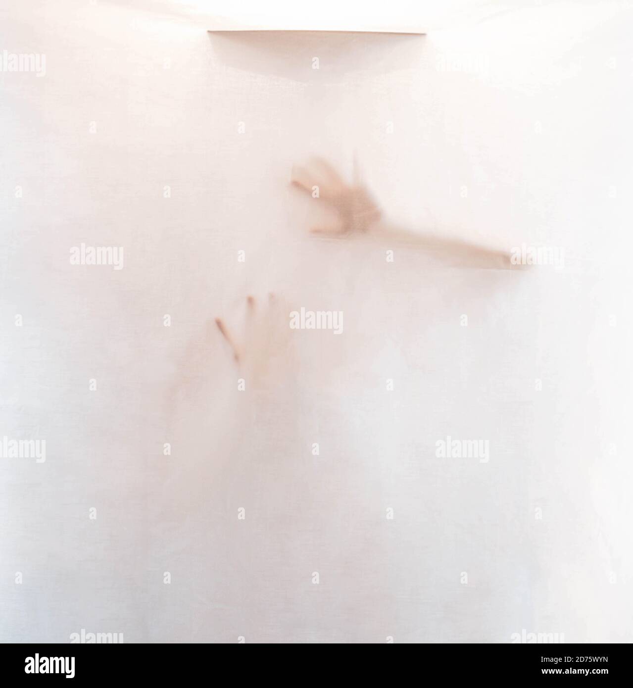 mysterious female hands hidden behind a white sheet Stock Photo - Alamy