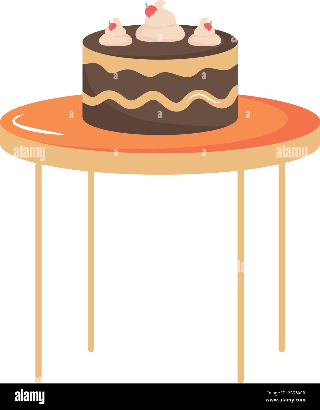 sweet cake on round table decoration vector illustration Stock Vector ...