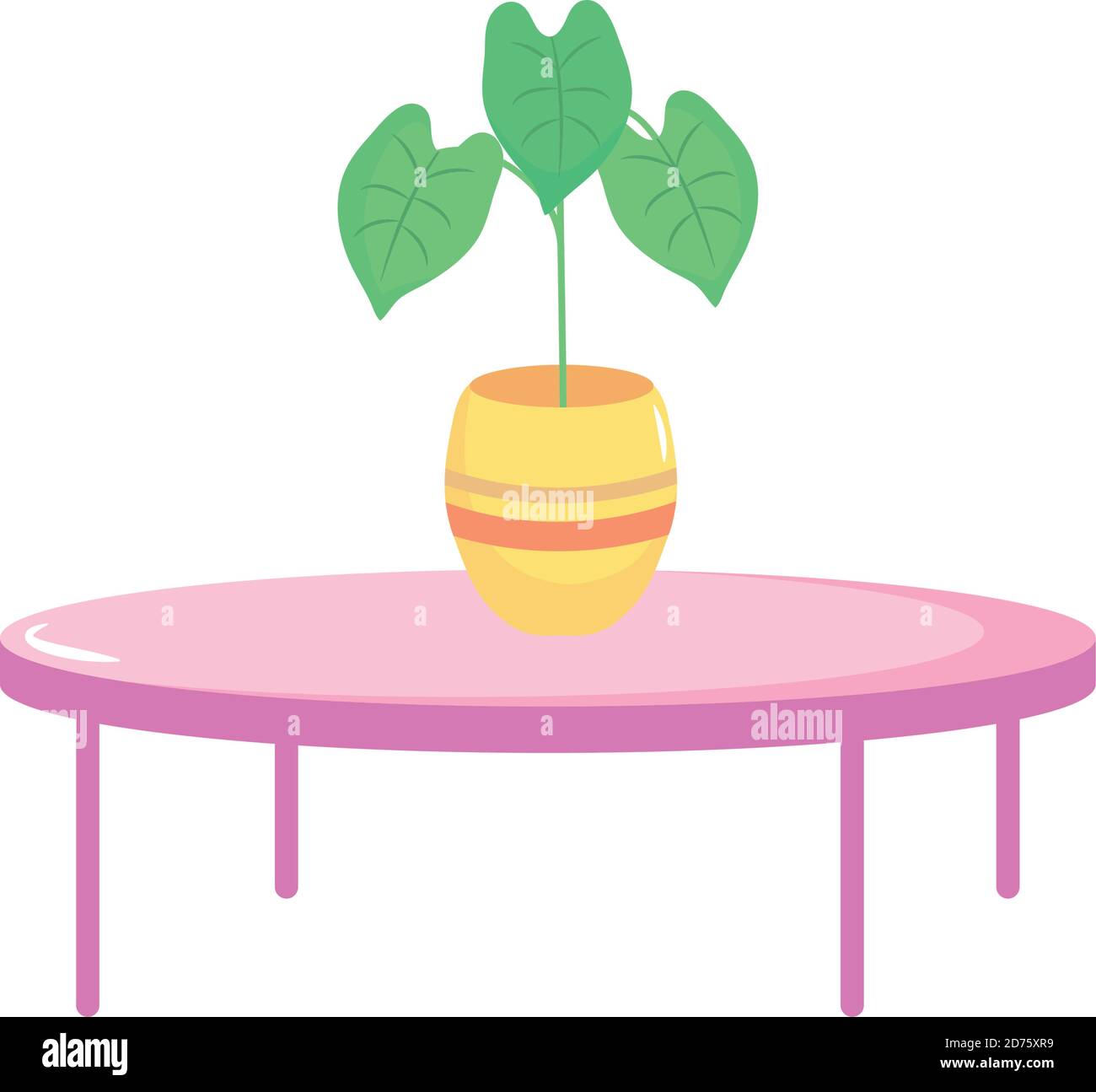 potted plant on round table decoration interior vector illustration ...