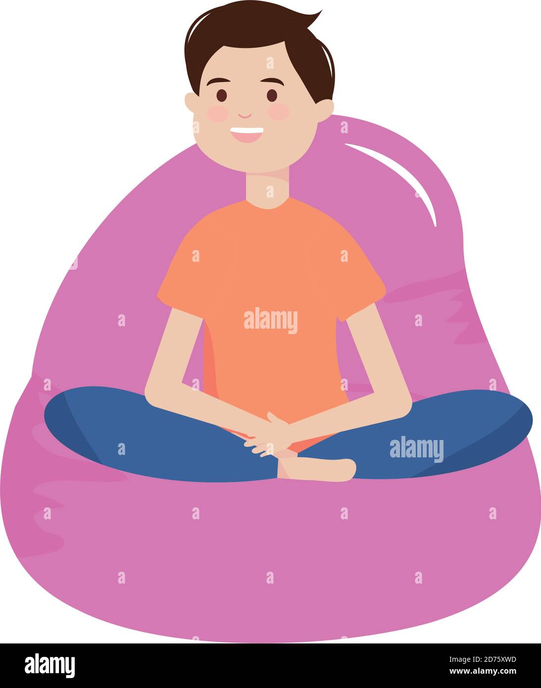 young man sitting on bean chair cartoon vector illustration Stock ...