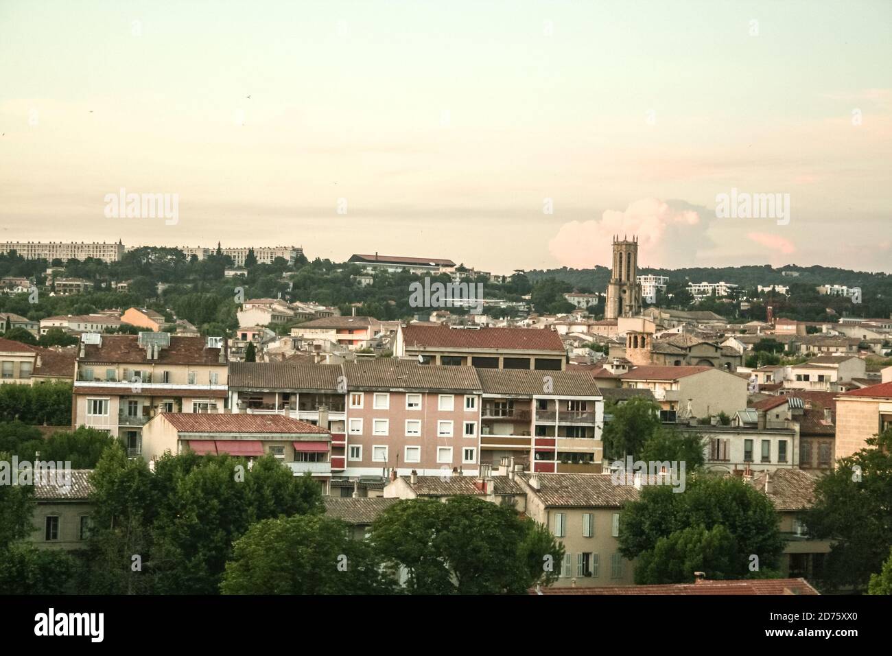 Panorama of Aix en provence seen from above with the tower of ...