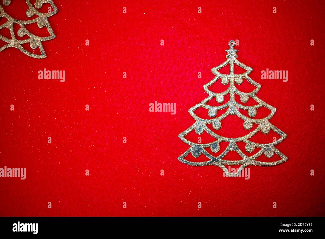 Gold christmas tree red background Stock Photo - Alamy