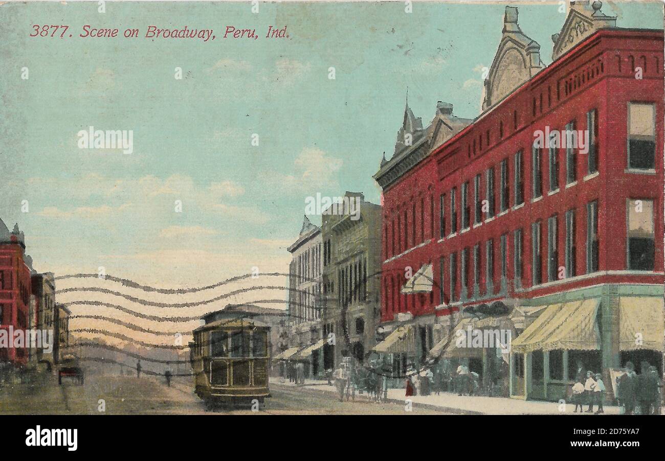 Old Image Showing a Scene on Broadway in Peru, Indiana Stock Photo - Alamy