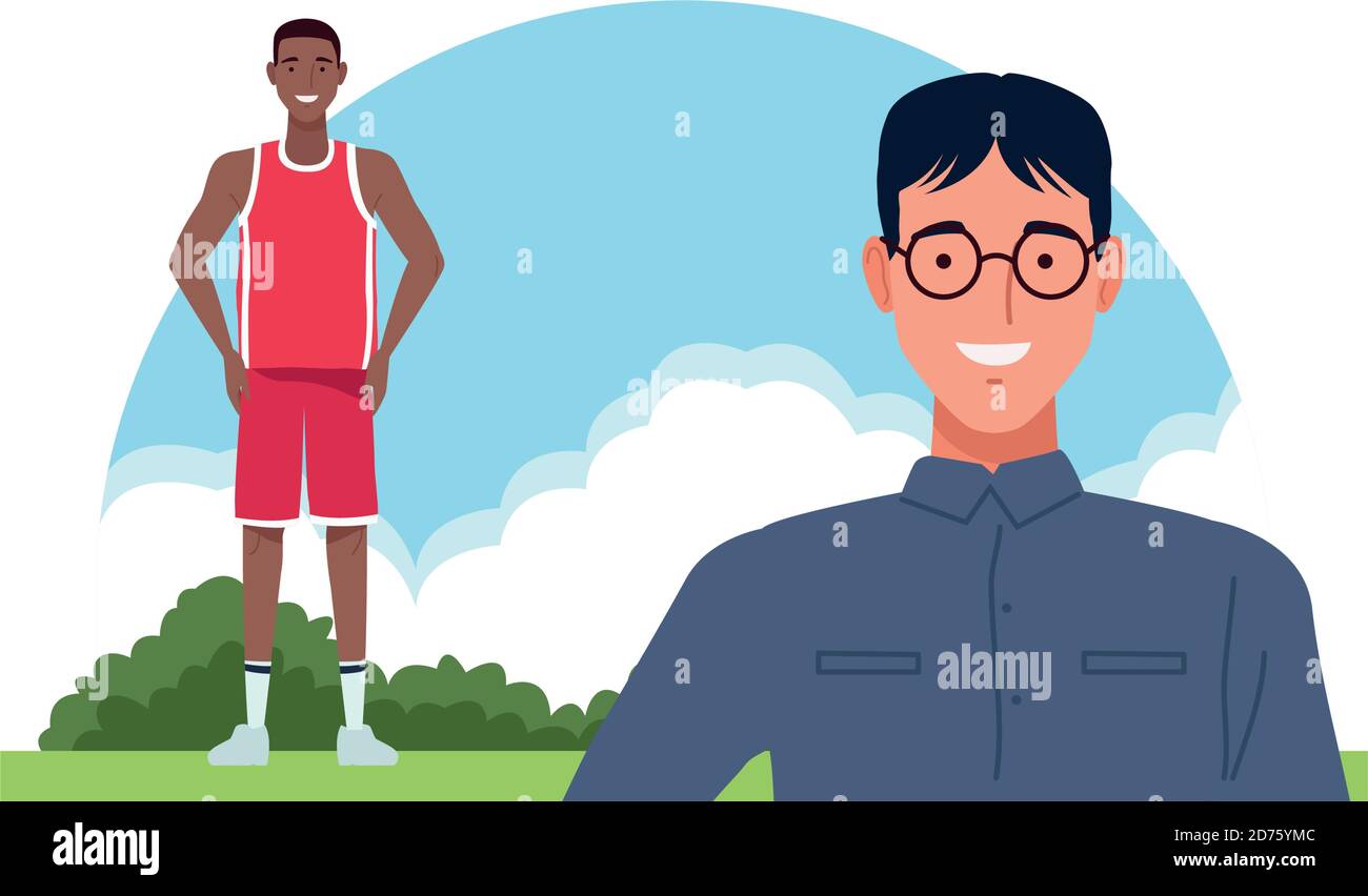 nerd and basketball player perfectly imperfect characters vector ...