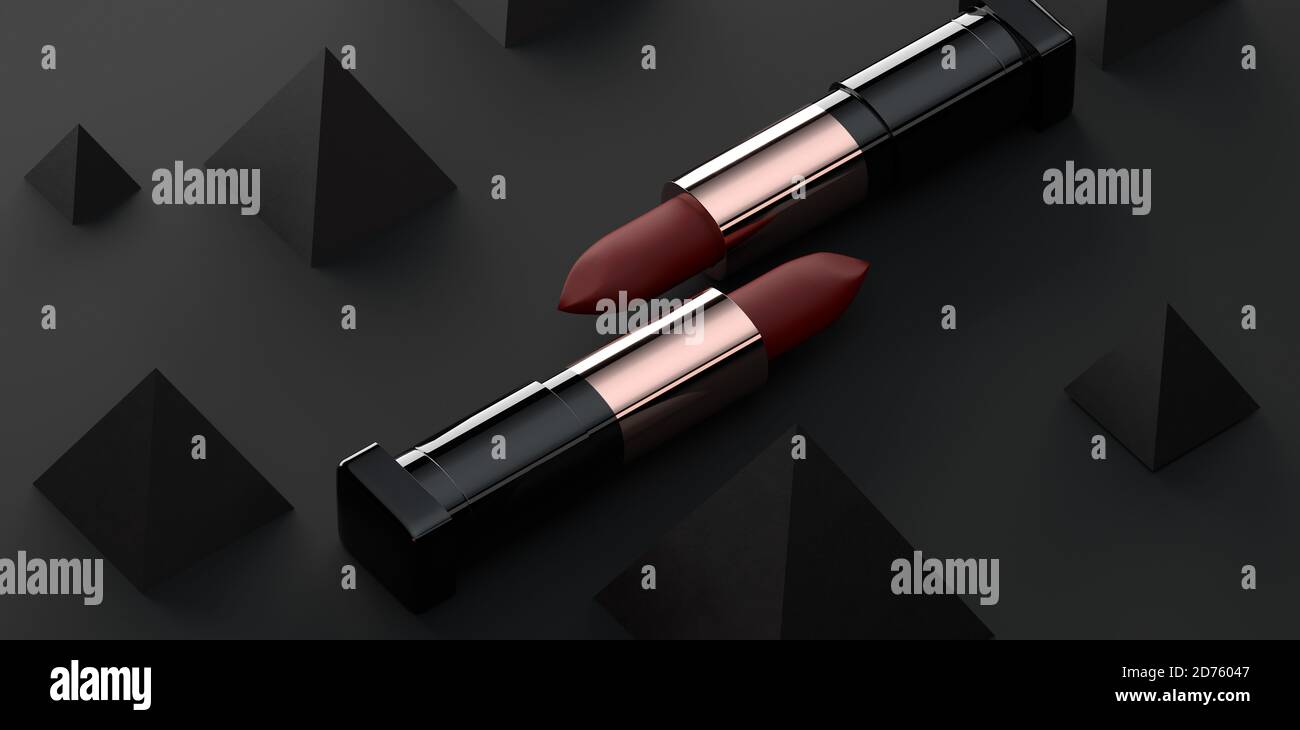 Luxury Modern Red Lipsticks With Geometric Shapes Stock Photo - Alamy
