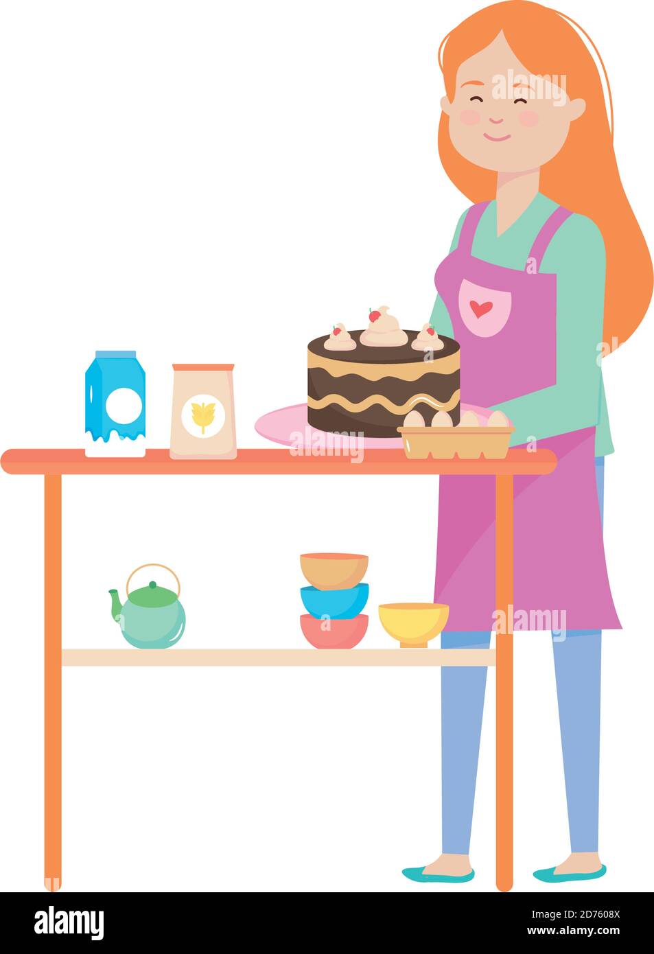 Woman Baking Vector