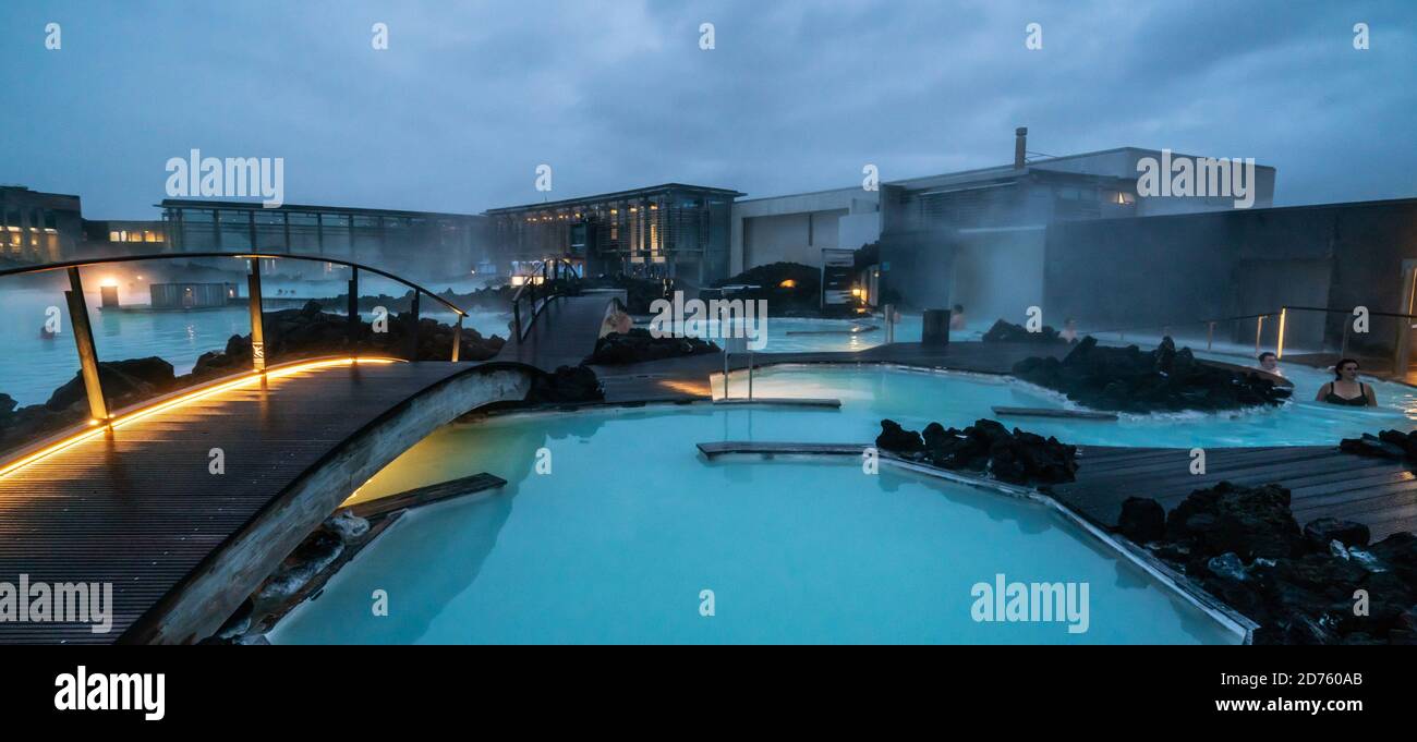 Reykjavik, Iceland - July 4, 2018: Beautiful geothermal spa pool in ...