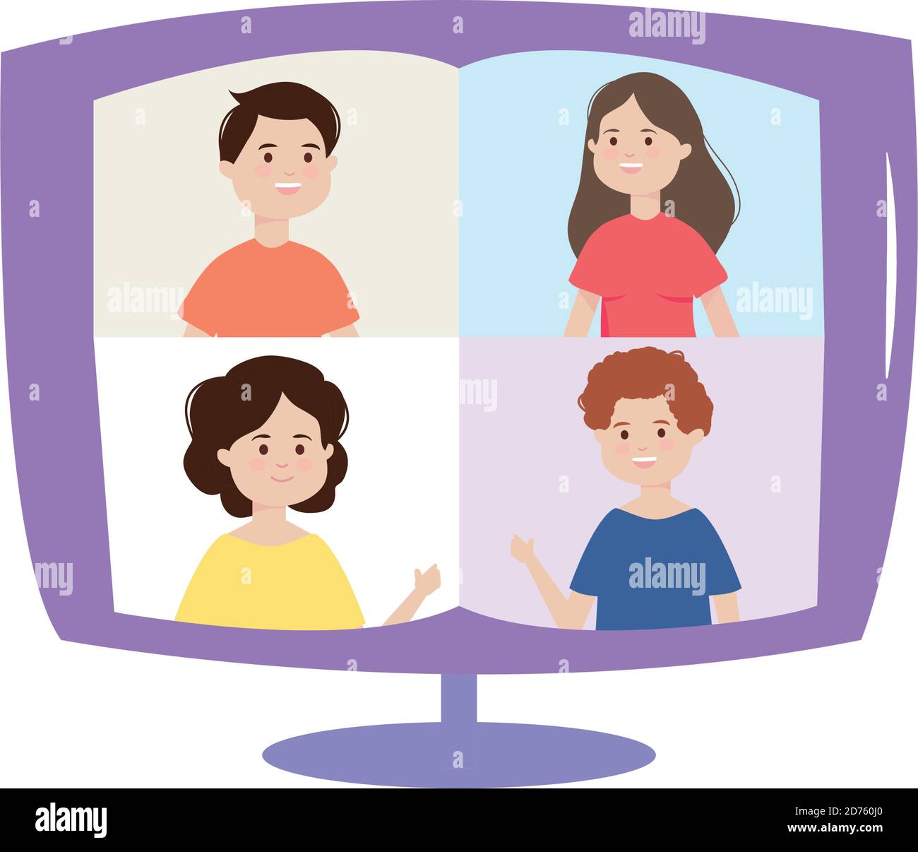 online meeting computer people connected, activity indoor vector ...