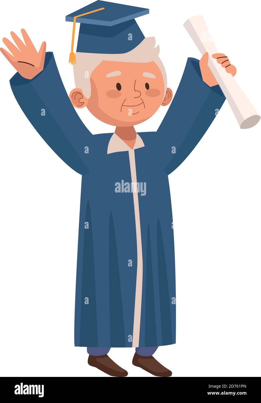 old man eldery with graduation uniform character vector illustration ...