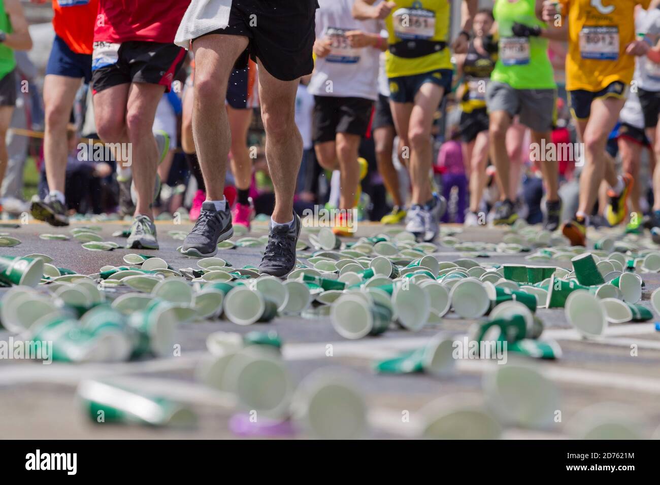 Marathon Runners are running through the field Stock Photo - Alamy
