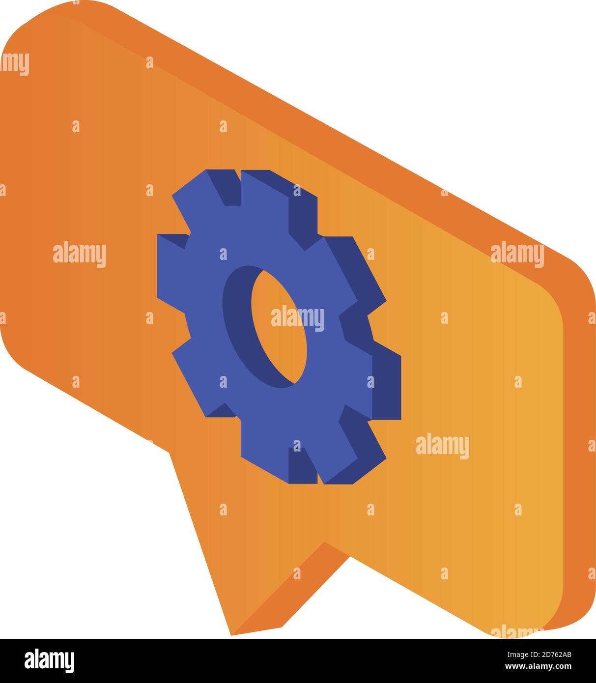 speech bubble message with gear setup vector illustration design Stock ...