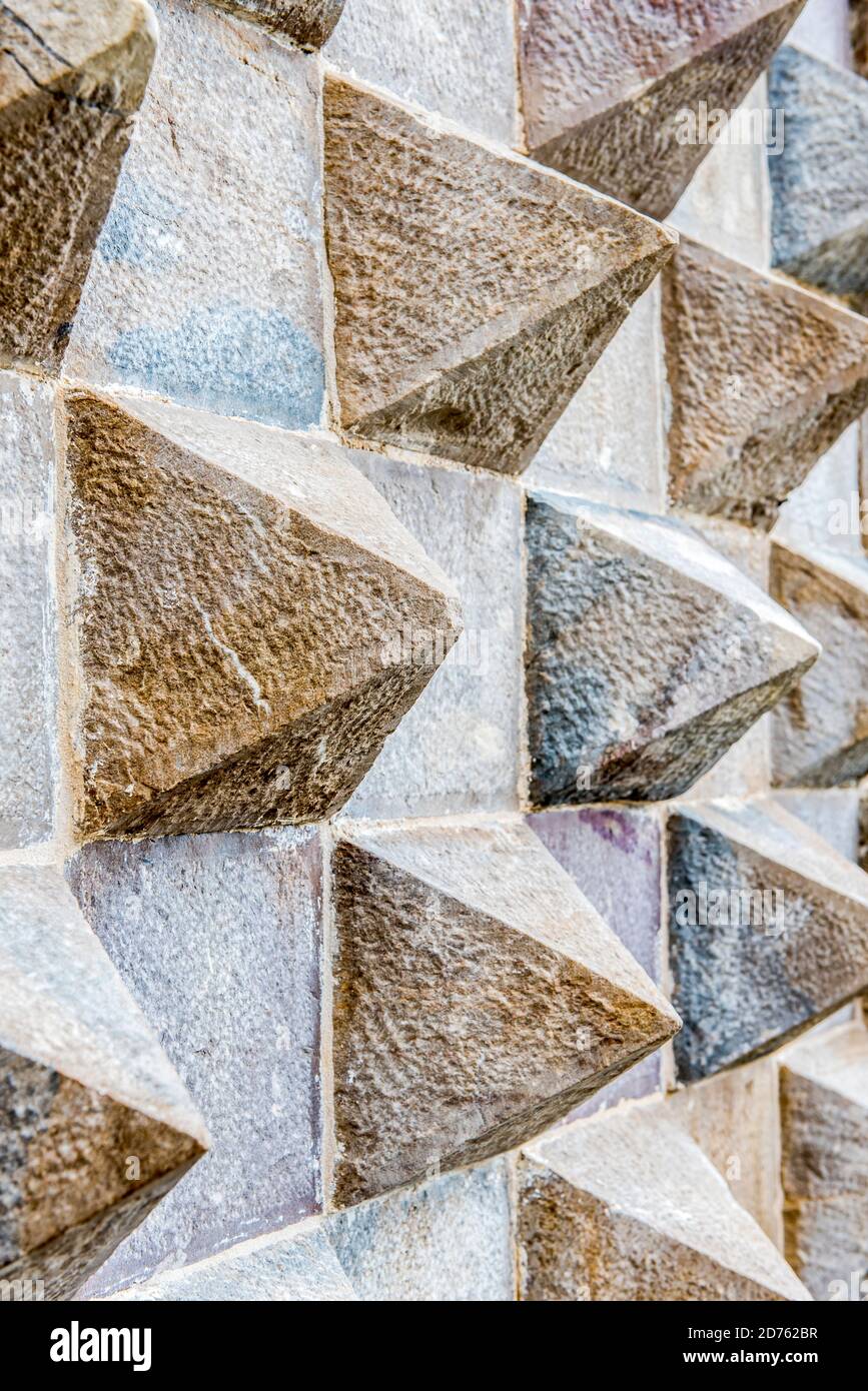 A fragment of a stone wall with the pyramids in the Pena National ...
