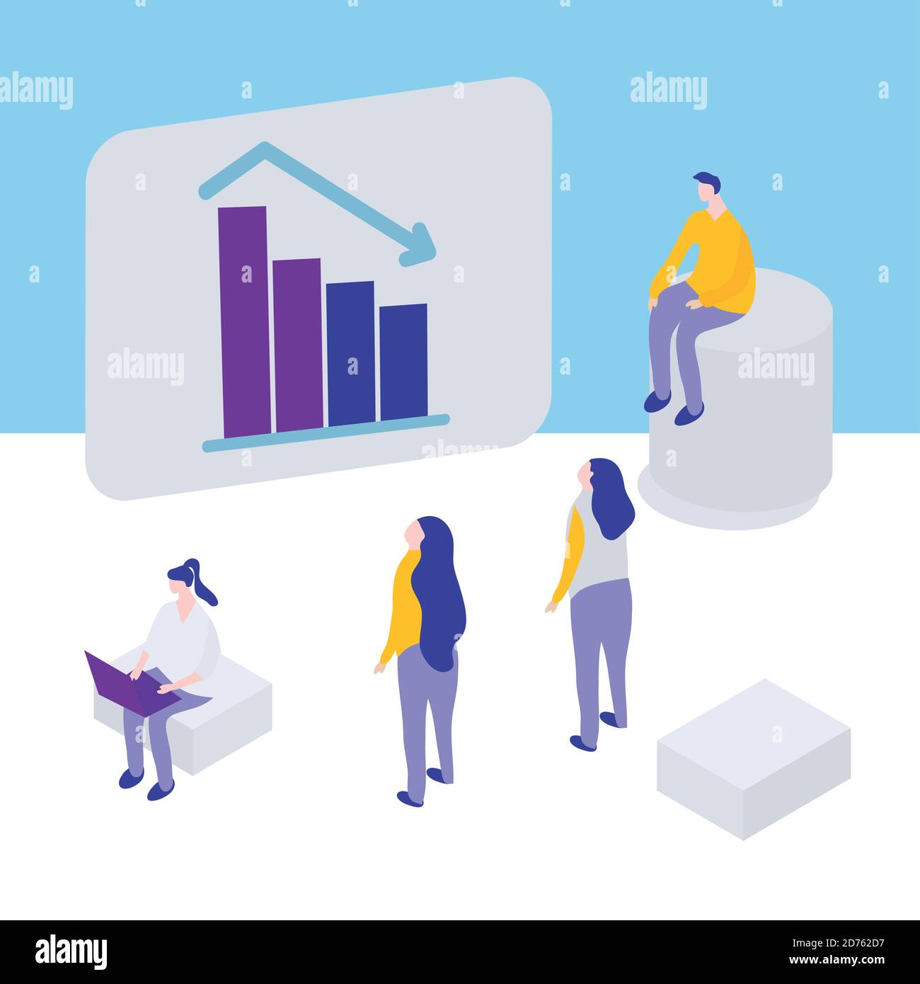 people business chart decrease chart report planning vector ...