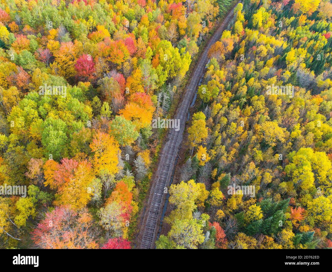 Aerial view of Railway Track in Beautiful Autumn Stock Photo - Alamy