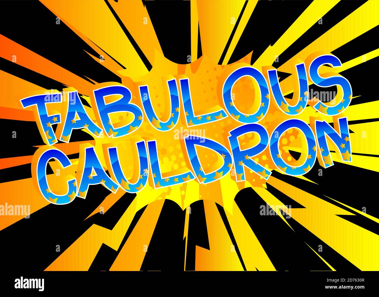 Fabulous Cauldron Comic book style cartoon words on abstract colorful ...