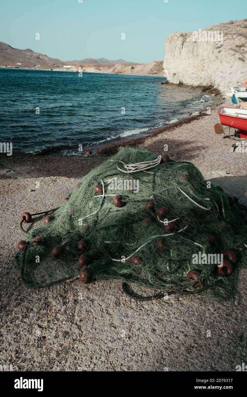 Weathered fishing net on the coast of the sea Stock Photo - Alamy