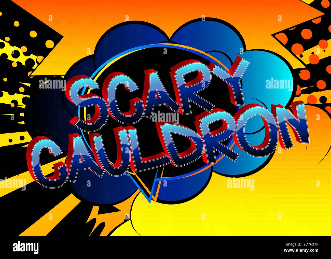 Scary Cauldron Comic book style cartoon words on abstract colorful ...