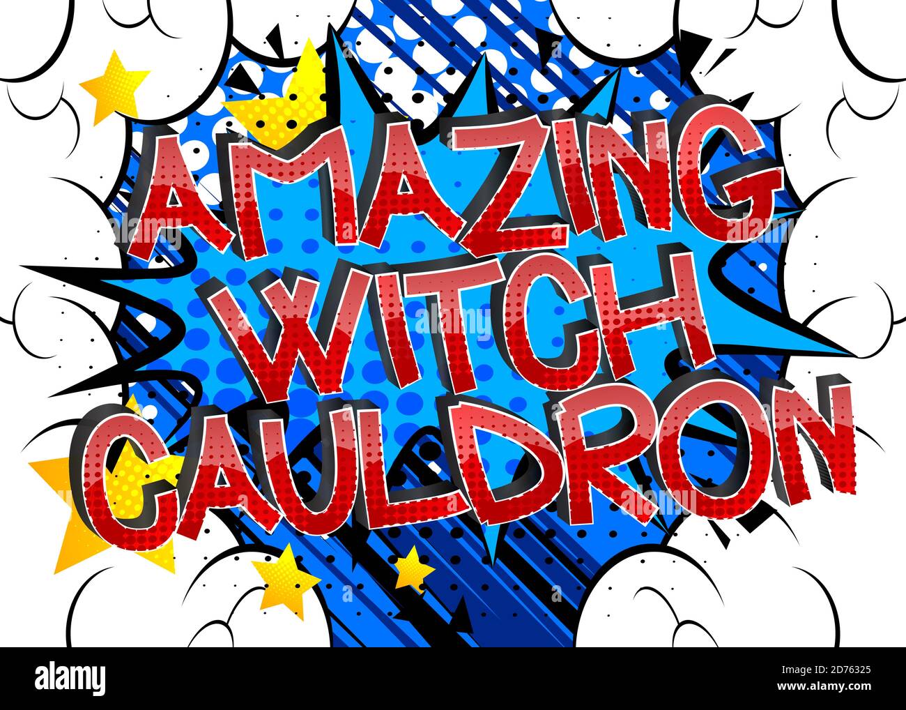 Amazing Witch Cauldron Comic book style cartoon words on abstract ...