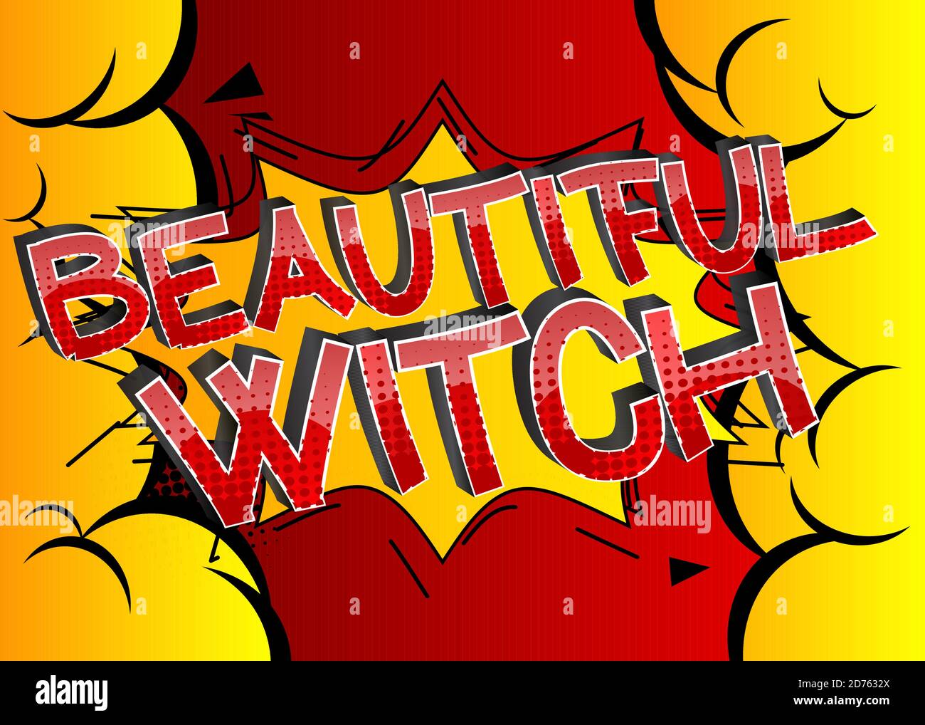 Beautiful Witch Comic book style cartoon words on abstract colorful ...