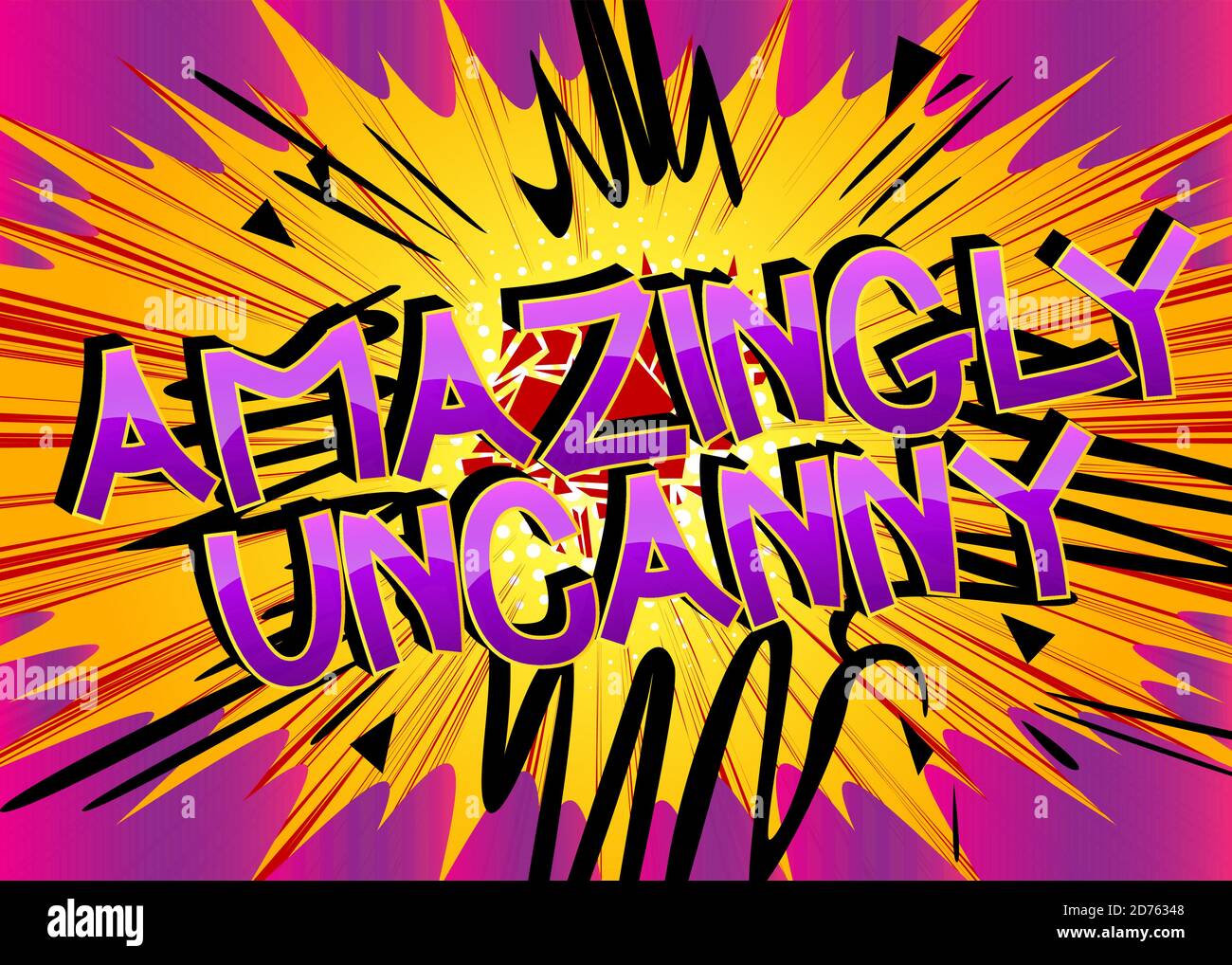 Amazingly Uncanny Comic book style cartoon words on abstract colorful ...