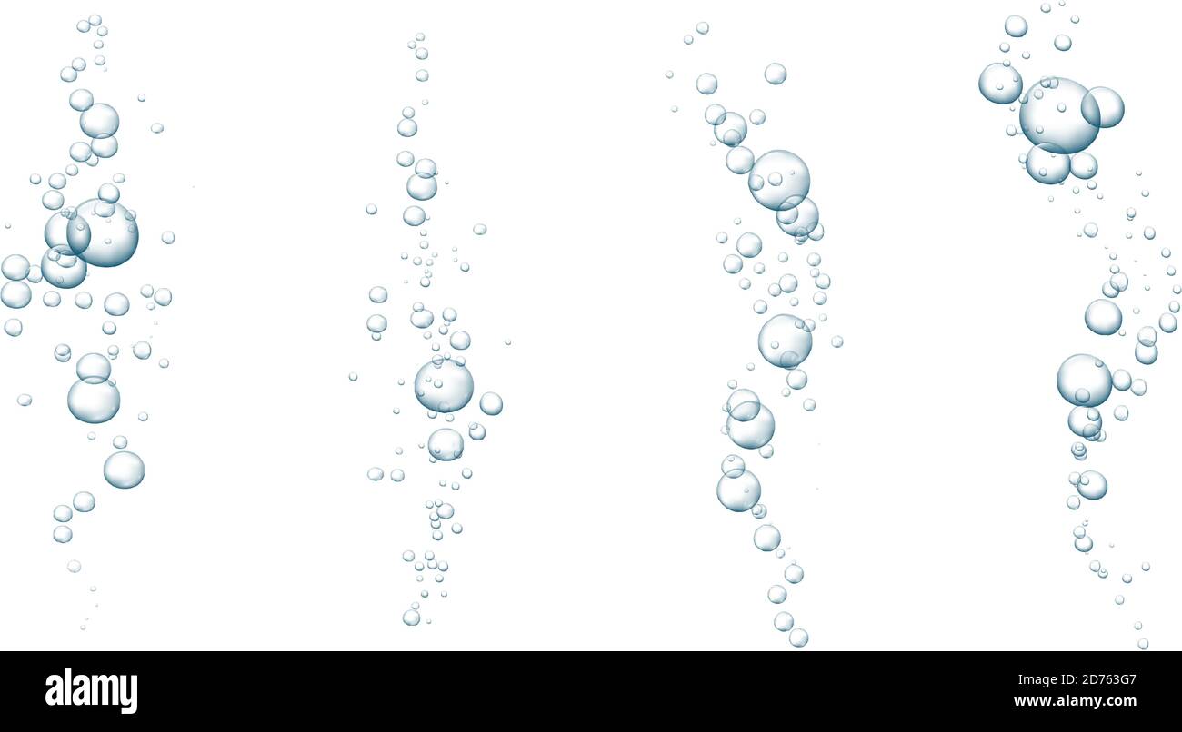 Blue fizzy bubbles. Sparkles underwater stream in water, sea, aquarium ...
