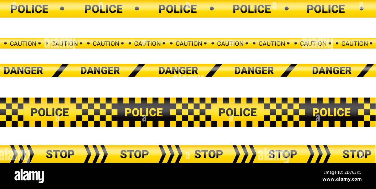 Police tape, crime danger line. Caution police lines isolated. Warning ...