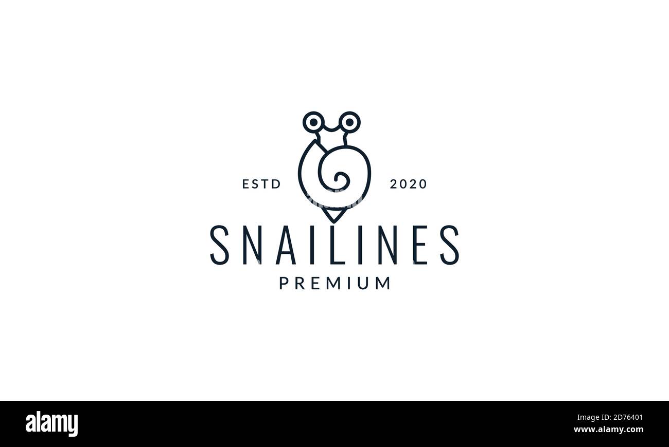 snail or slug line art outline minimalist logo vector icon illustration ...