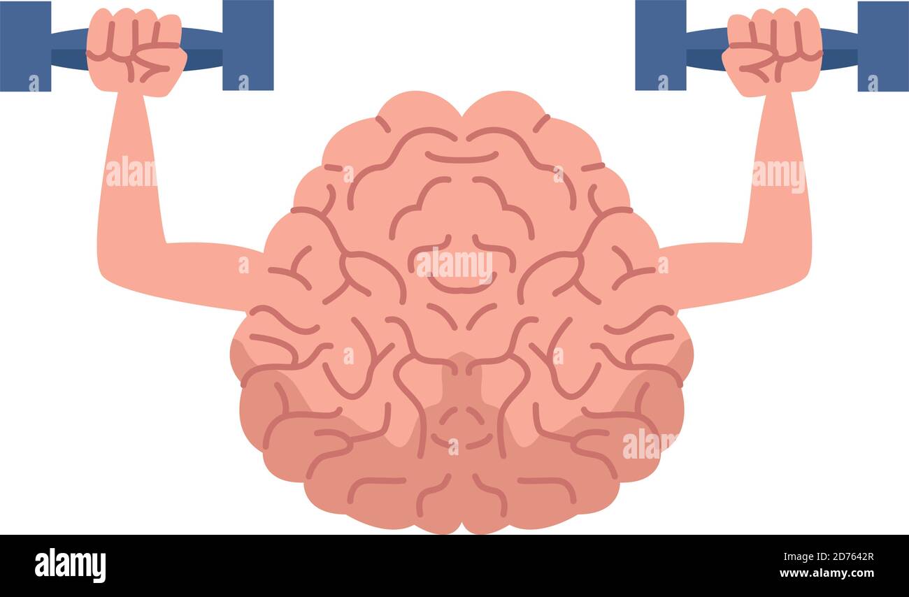 brain lifting dumbbells mental health care icon vector illustration ...