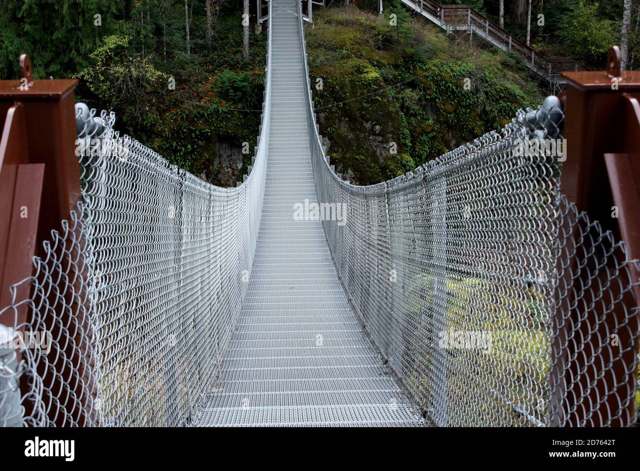The suspension bridge in the Elk Falls Provincial Park at Campbell ...
