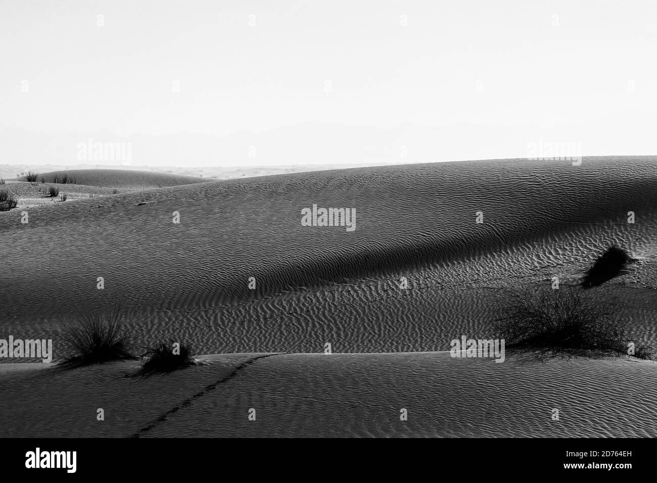 Grayscale shot of a beautiful desert in Dubai Stock Photo - Alamy