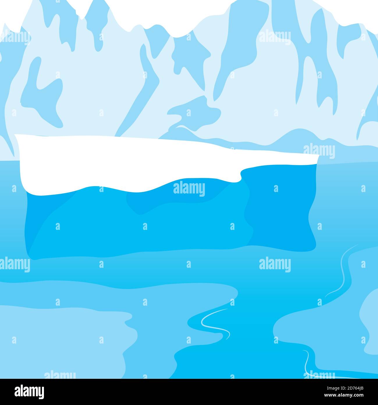 Cartoon nature winter arctic ice landscape with icebergs, colorful ...