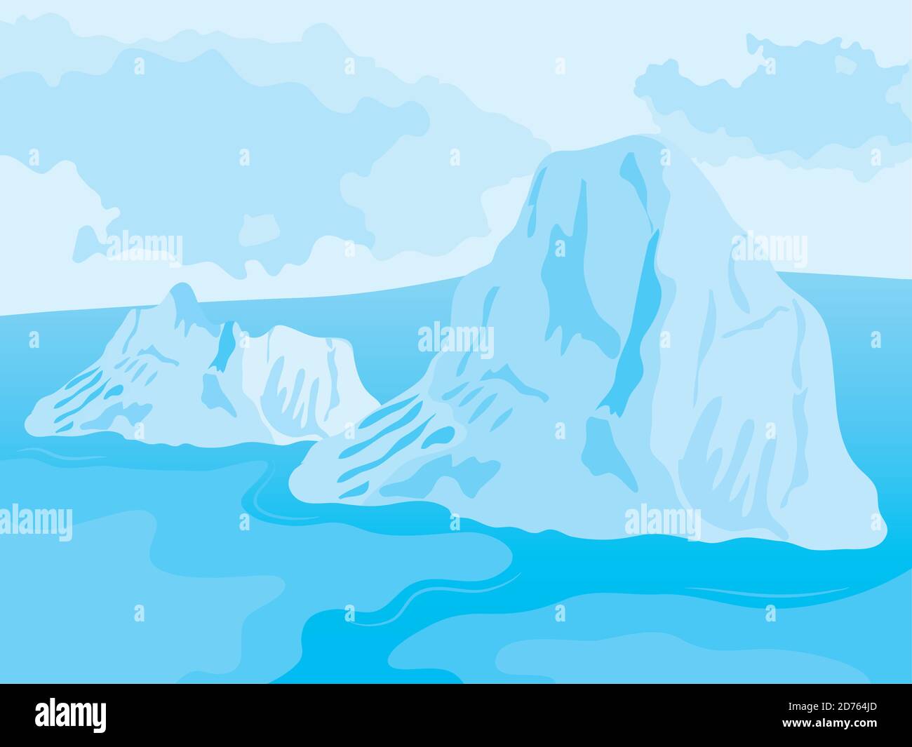 Icebergs floating in sea, colorful design, vector illustration Stock ...