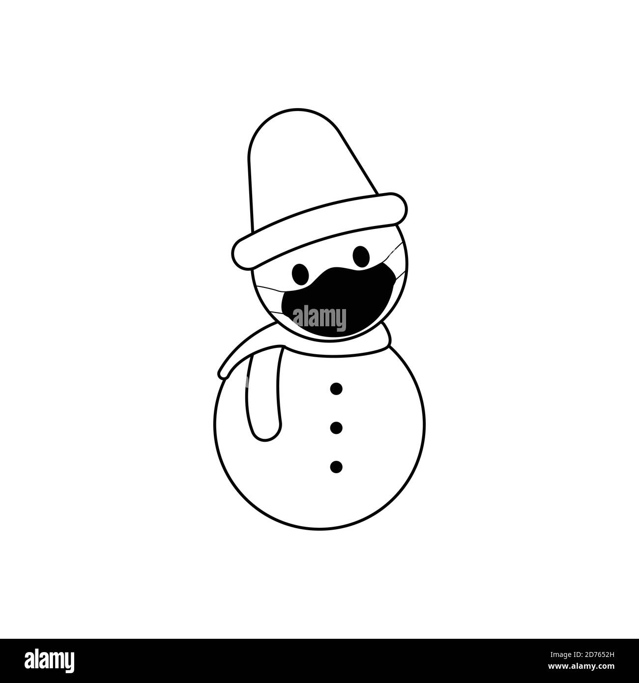 snowman line icon using a mask. winter symbol. Design template vector ...
