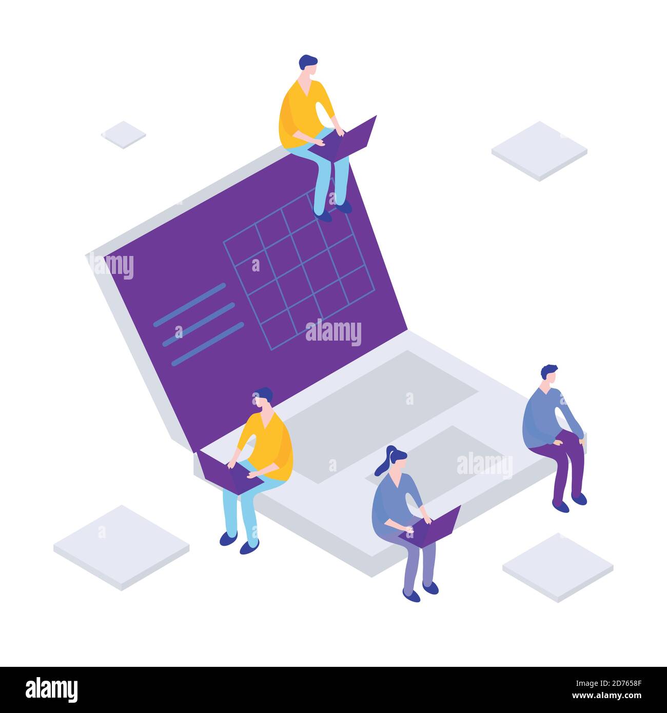 people business working laptop chart report progress vector ...