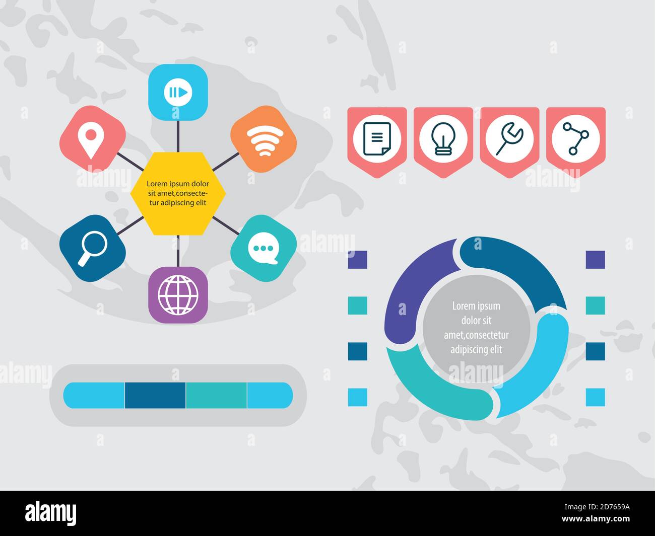 infographic elements design with business and social related icons over ...