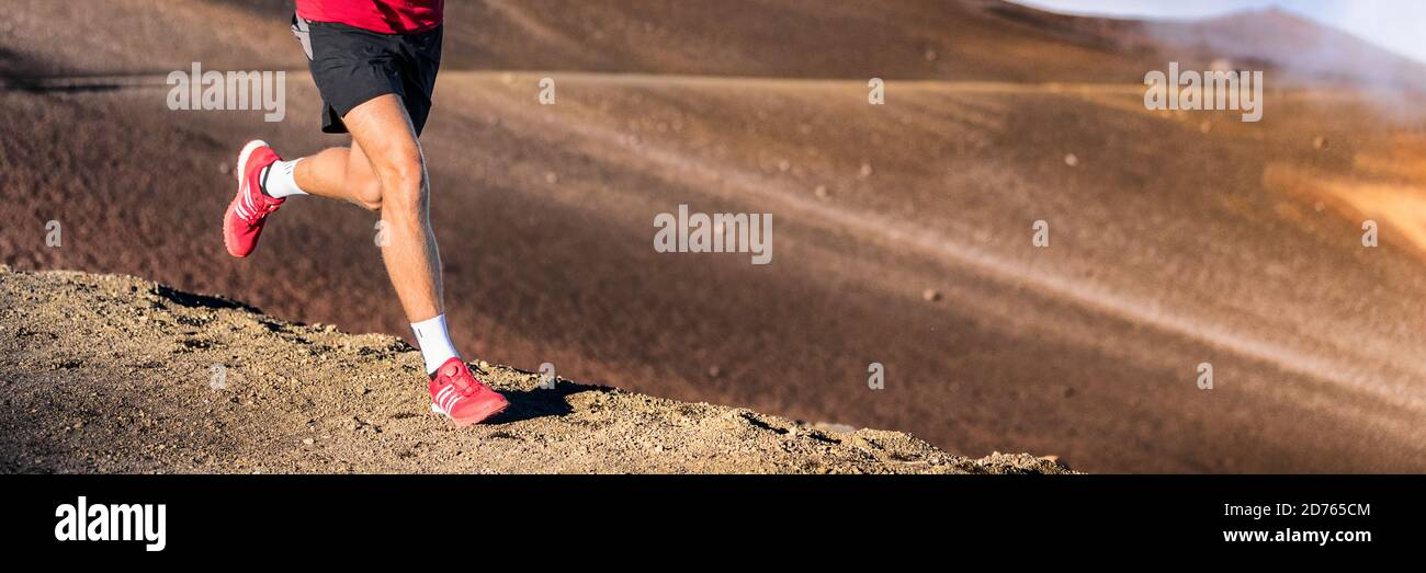 Trail running runner man on endurance run on volcano mountain. Ultra ...