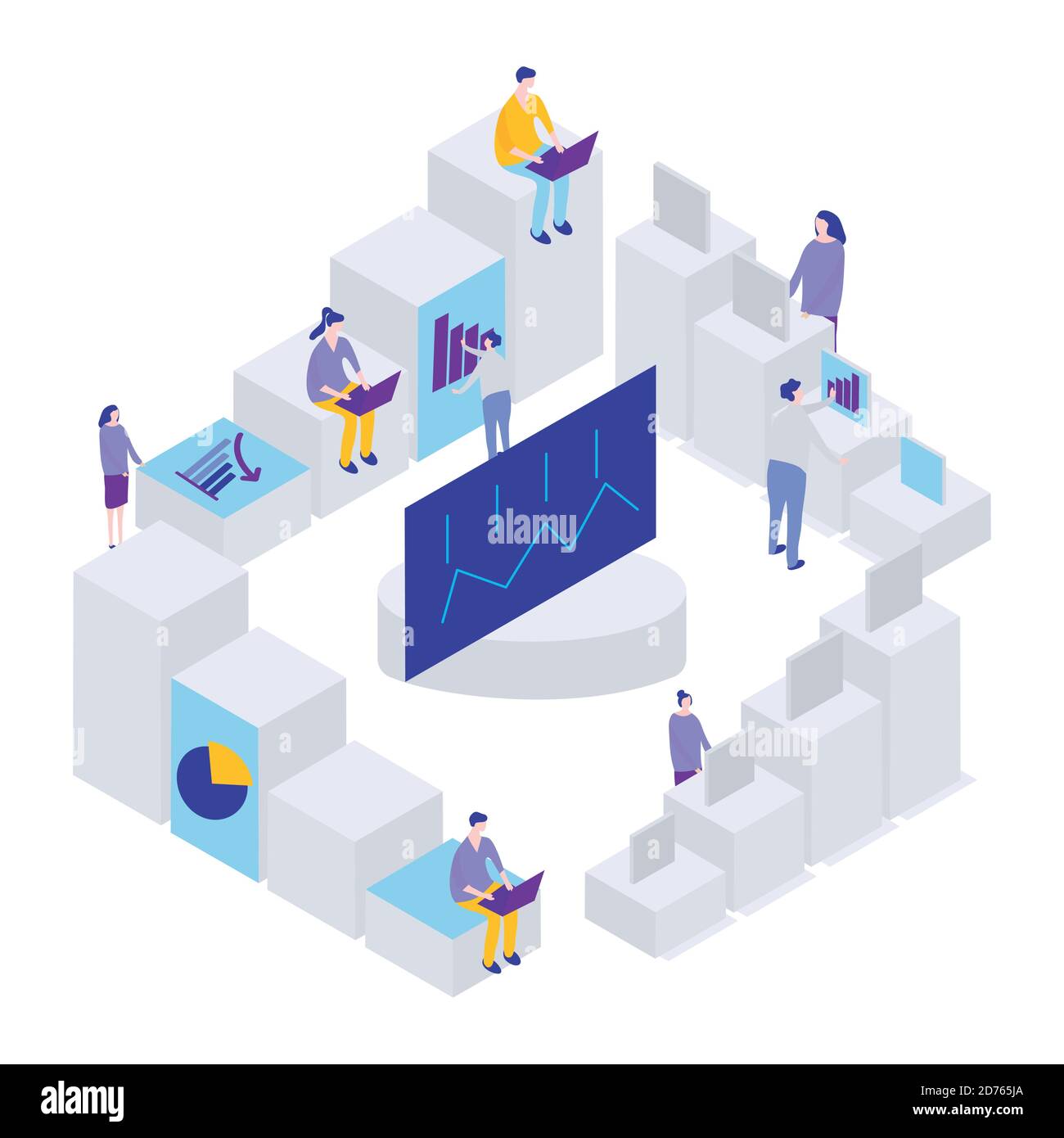 business people with computer analyzing statistical or financial ...