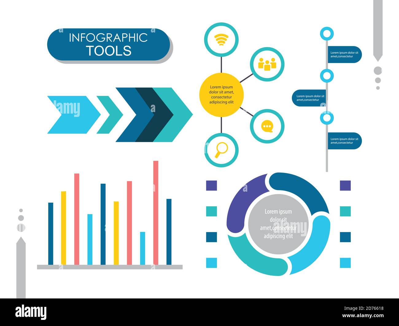 infographic tools design with business related icons and graphic charts ...
