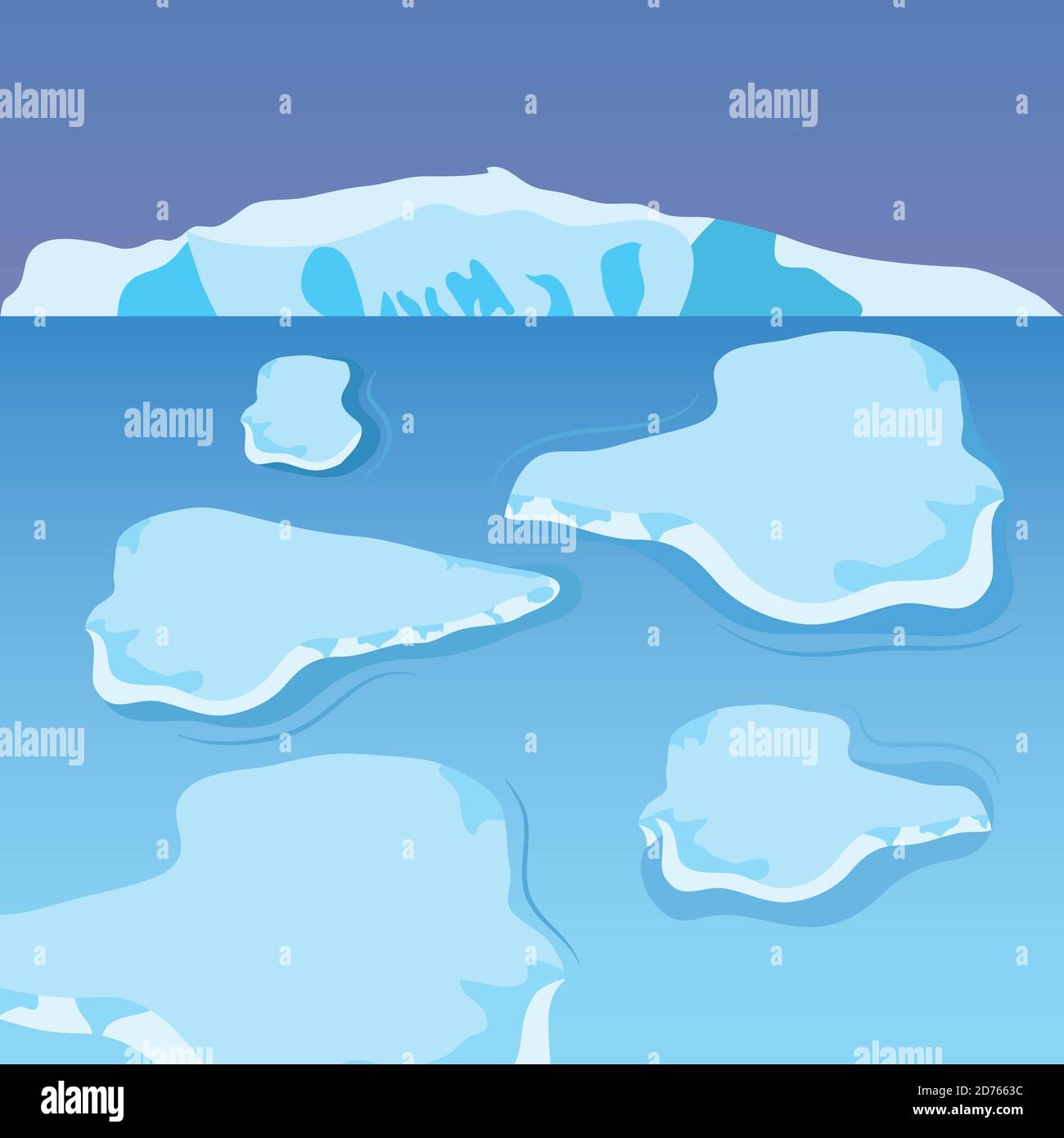 cartoon icebergs arctic landscape, colorful design, vector illustration ...