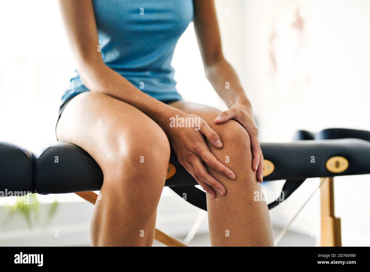 A Modern rehabilitation physiotherapy place with woman client Stock ...